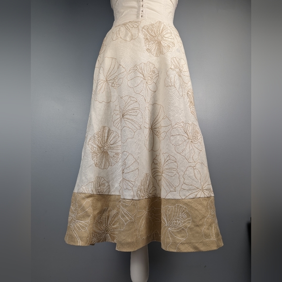 Multiples | Skirts | Linen Embroidered Midi Skirt | Poshmark
